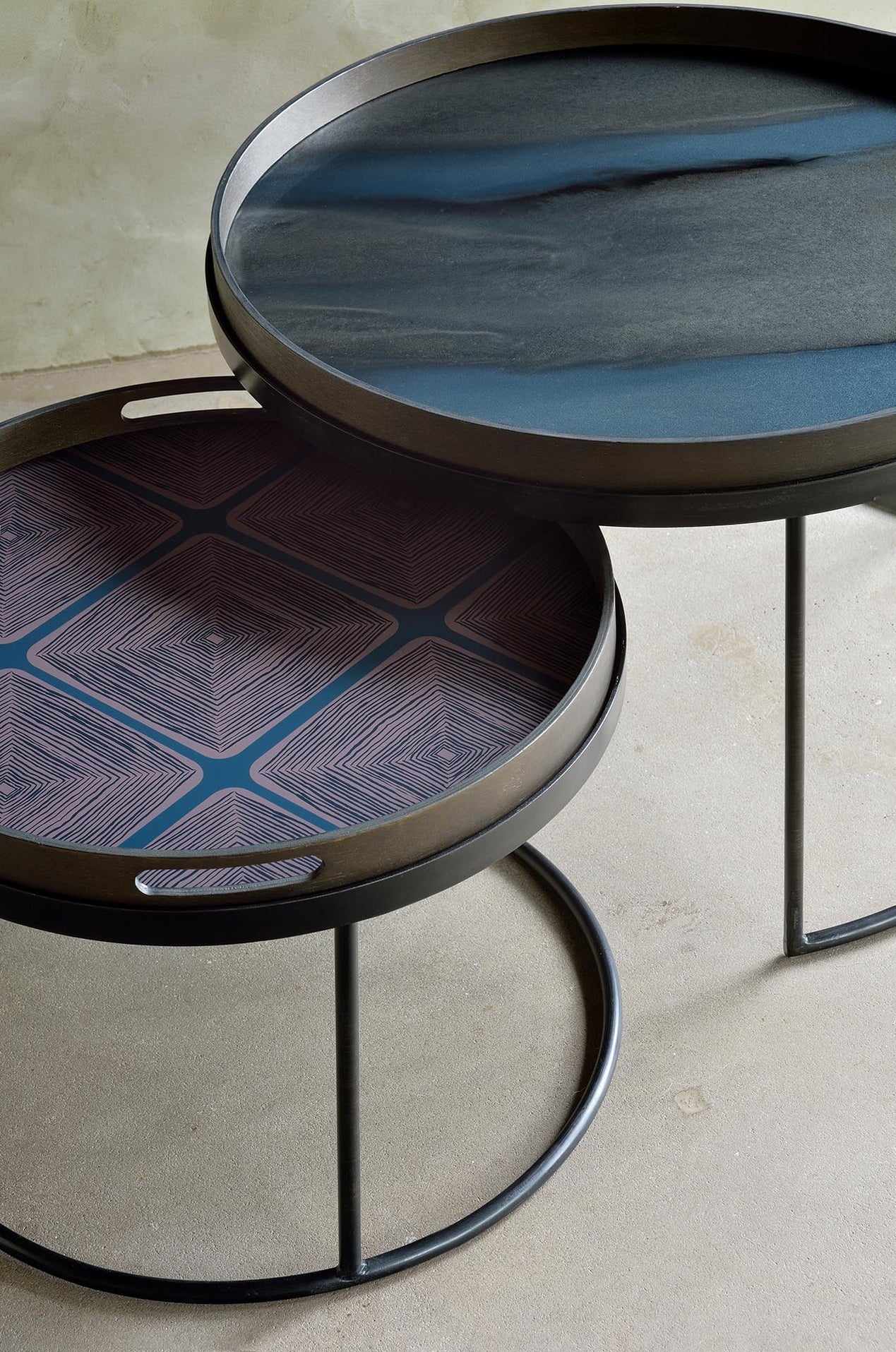 Ethnicraft Graphite Organic Glass Tray Ø61/4– Oishi Furniture & Homewares